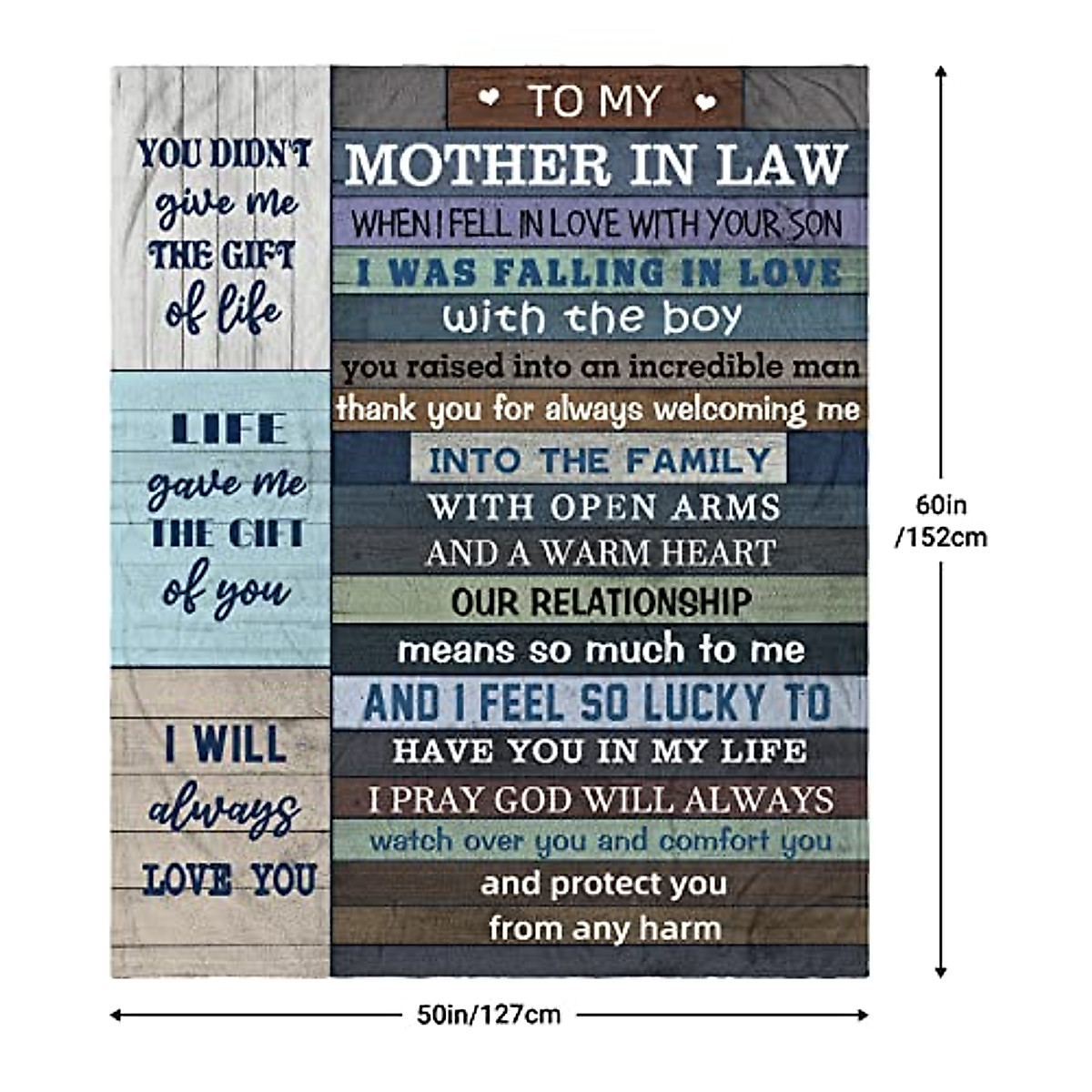 Mosslink Mother in Law Gifts from Daughter in Law, Throw Blanket Gifts for Mother in Law Gift for Birthday Christmas Mother’s Day, Flannel Fleece Soft Warm Cozy Blankets for Bed Sofa 60”x50”