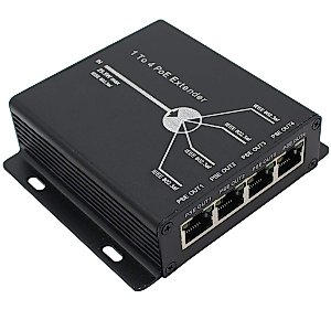 POE Extender RJ45 4-Port 10/100M IEEE802.3at (Power-in) to IEEE802.3af (Power-Out) for Ethernet/PoE Power AP, IP Camera, IP Telephone and Other Network equipments