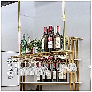 Stylish Simplicity Wine Glass Holder Vintage Iron Inverted High Glass Holder Simple Creative Display Decoration Stylish Simplicity Bottle Holder Adjustable Wine Glass Holder (Bronze 100 * 25Cm), PIB