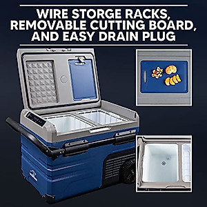 Portable Refrigerator Freezer - 3-in-1 Car Cooler - 35L/37 Quart Capacity Blue Portable Cooler w/Dual Freezer - Strong Compressor Car Refrigerator for Travel, RV Camping, Boats, & Outdoors (-4℉ ~68℉)