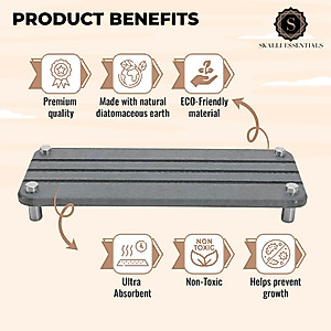 Skalli Essentials Instant Dry Sink Caddy Organizer - Quick Dry Stone Sink Tray for Kitchen & Bathroom - Hand Soap Tray, Soap Dispenser Tray - Sleek White or Black Soap Tray & Accessory Tray (Slate)