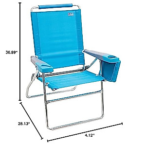 Rio Beach 17" Extended Height 4-Position Folding Beach Chair, Aluminum, Turquoise
