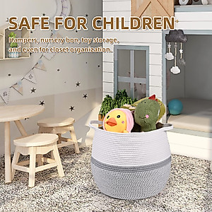 Woven Basket Rope Storage Basket, Home Decor Blanket Basket Laundry Hamper, Nursery BinToys Storage Basket with Handle, Baskets for Toys Pillows Towels