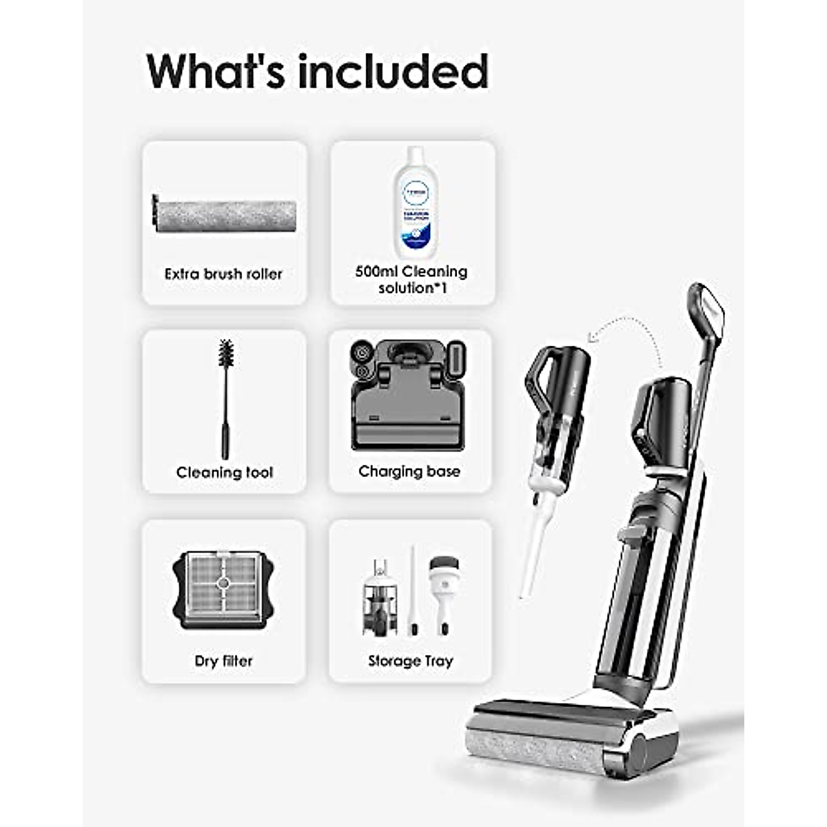 Tineco Smart Wet Dry Vacuum Cleaners, Floor Cleaner Mop 2-in-1 Cordless Vacuum for Multi-Surface, Lightweight and Handheld, Floor ONE S5 Combo