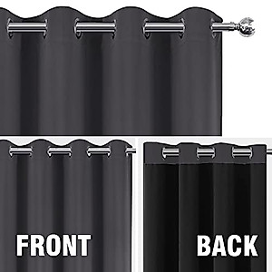 LEMOMO 100% Blackout Curtains 52 x 84 Inch/Dark Grey Curtains Set of 2 Panels Thermal Insulated Room Darkening Bedroom Curtains