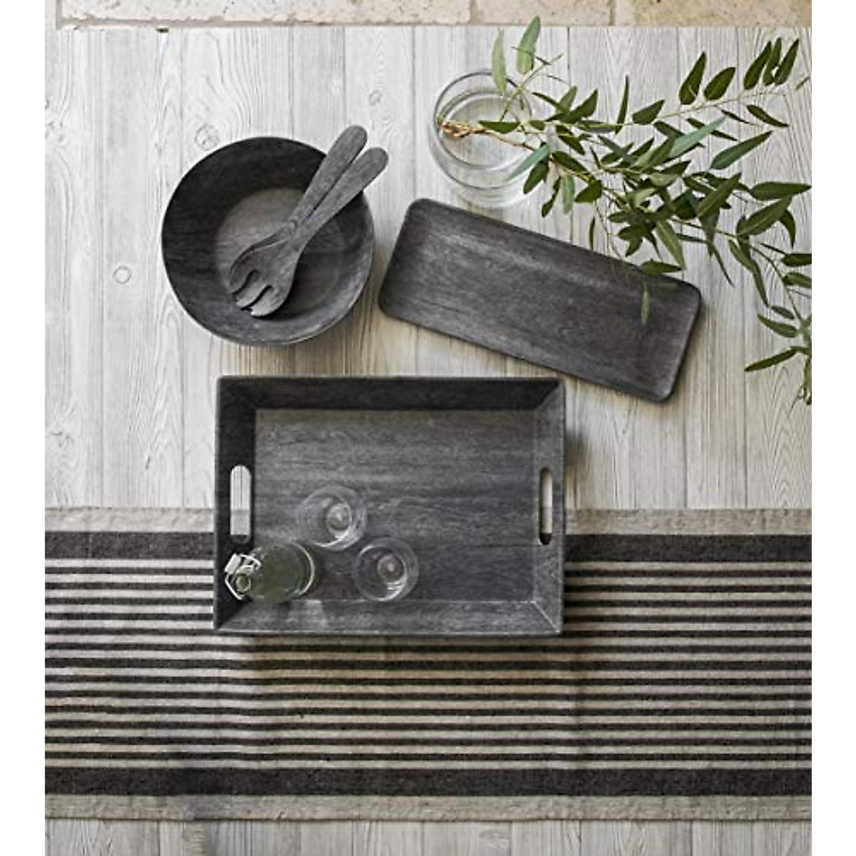 TarHong Faux Real Blackened Wood Tray, 17.8" x 7.5", 17.8" x 7.5", Melamine