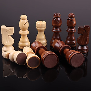 ziphia Wooden Chess Pieces Only, 32 Pieses Standard Tournamen Staunton Wood Chessmen - 3.05 Inch King / Storage Bag / Gift Package Replacement of Missing Piece