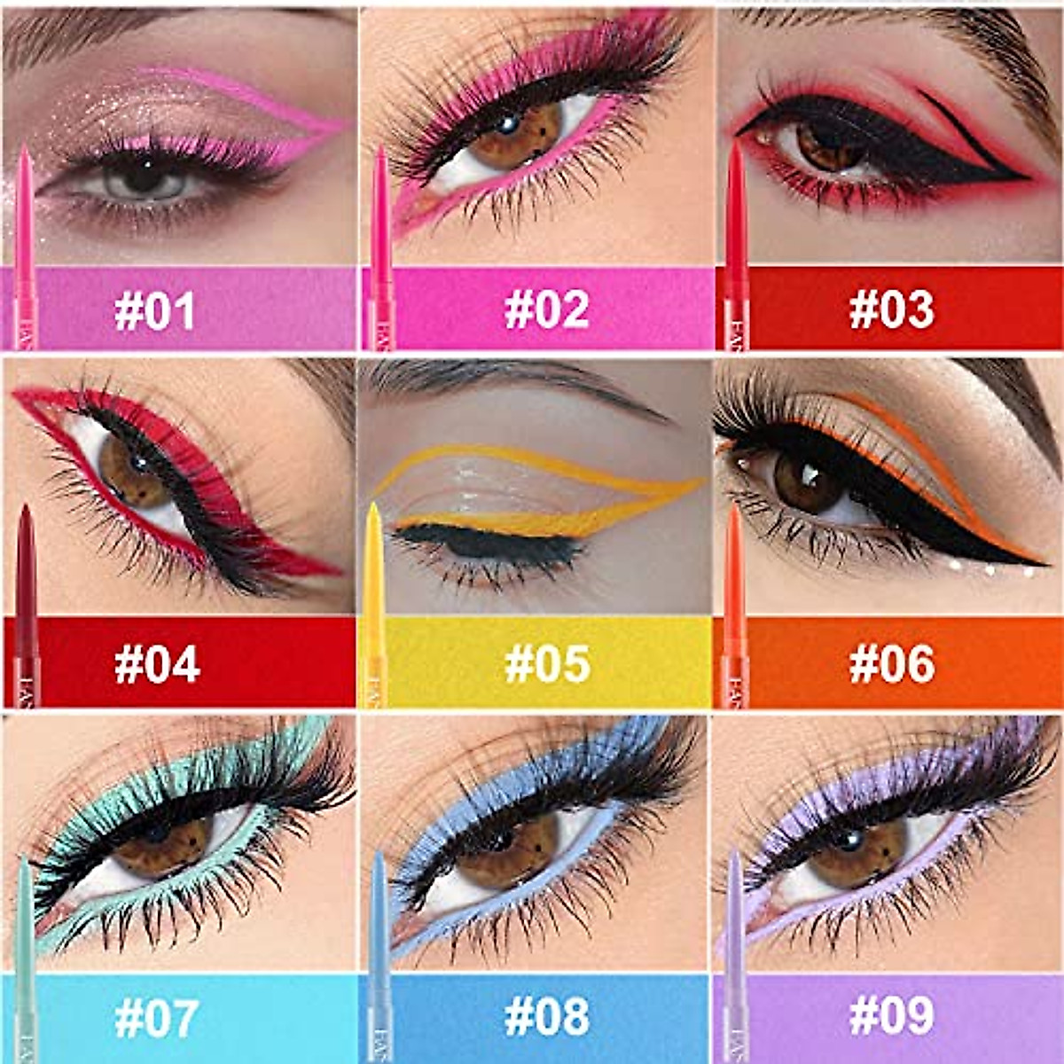 LemonSac 20 Colors Eyeliner Pen Set, Eye Shadow Pencil, Pearl Eyeliner Kit Metallic Eyeliner Pencil Glitter Eyeliner for Women Eye&Lip Liner Professional Waterproof Retractable Eyeliner(20PCS)