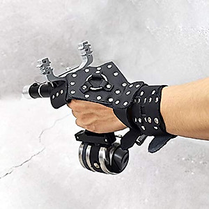 Koo Professional Fishing Slingshot Set Powerful Full Fishing Catapult Outdoor Shooting Hunting Tool Fishing Reel + Darts+Handguard (A)