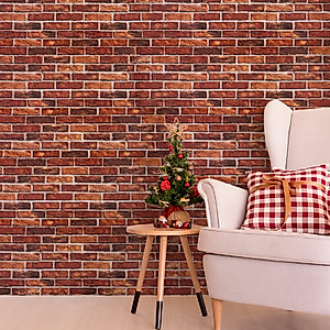Red Faux Brick Wallpaper Peel and Stick Wallpaper 3D Brick Wallpaper 17.71in × 118in Self Adhesive Wallpaper for Fireplace Bedroom Living Room Decoration