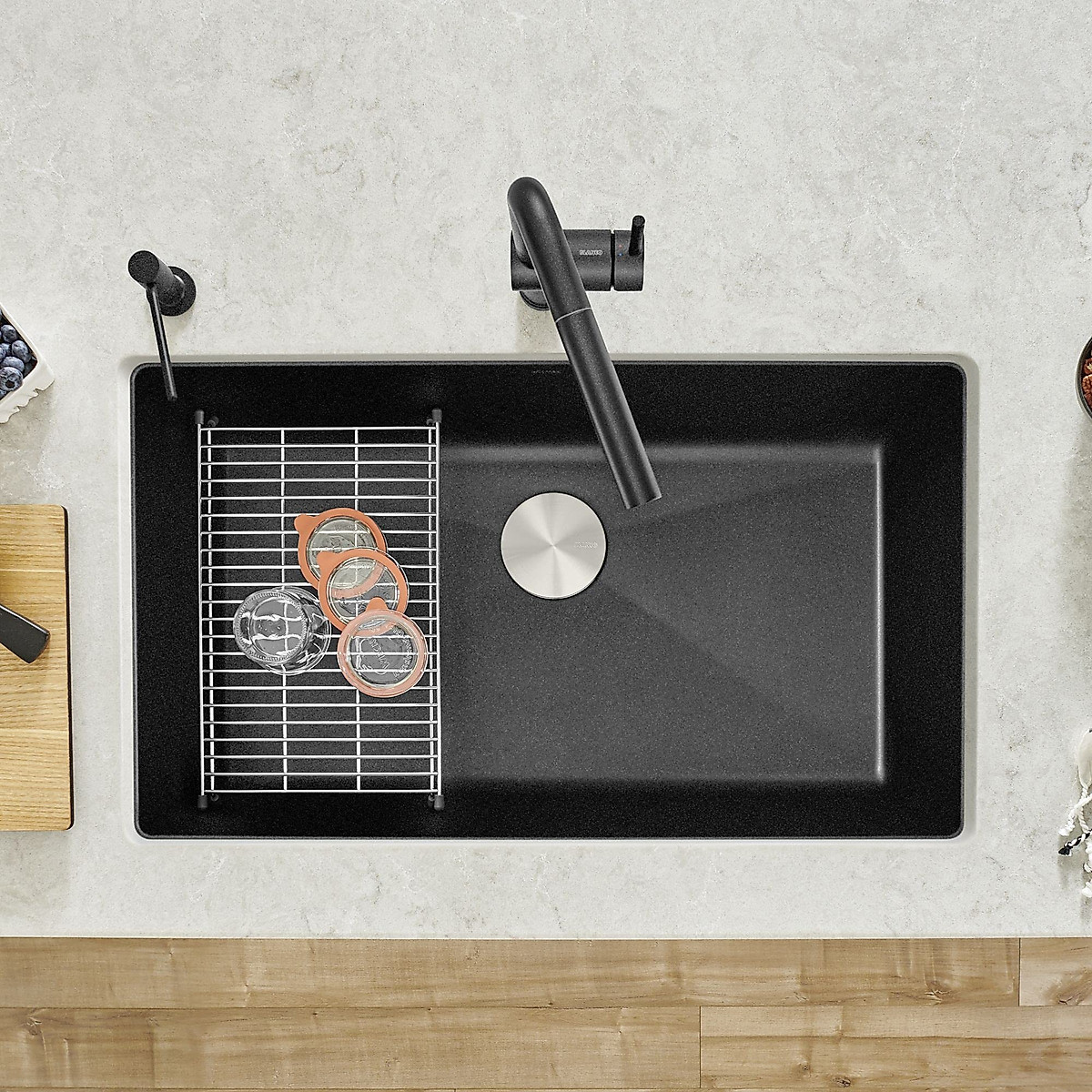 BLANCO, Anthracite 440149 PRECIS SILGRANIT Super Single Undermount Kitchen Sink, 32" X 19"