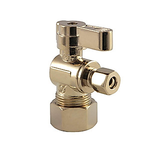 Kingston Brass KF5814PB 5/8" x 1/4" OD Comp Angle Stop Valve, 2-7/16" (L) x 1-9/16" (W) x 1-9/16" (H), Polished Brass