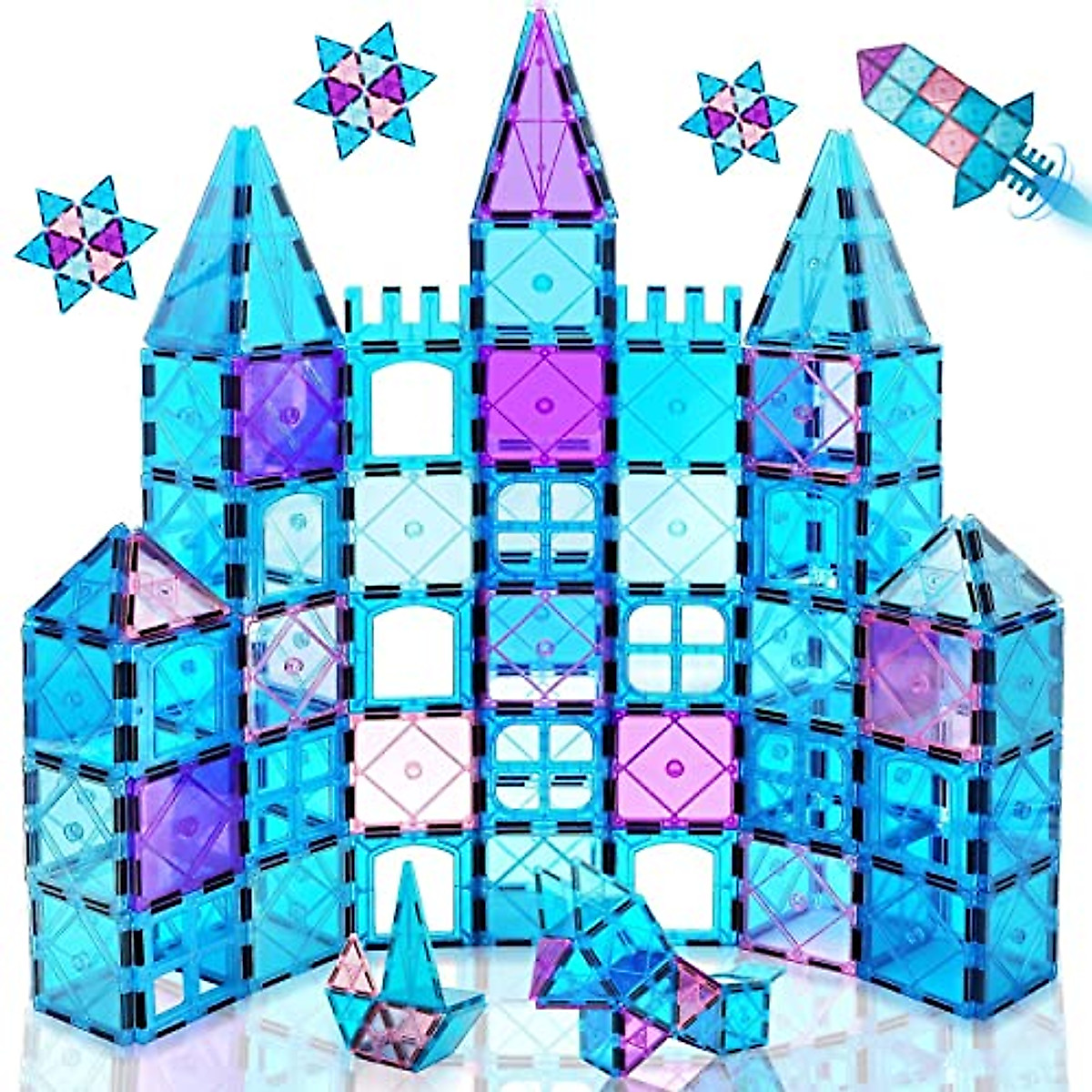 Mruikeny Magnetic Tiles Kids Toys for 3 4 5 6 7 8+ Years Old Boys Girls Magnet Toys Building Tiles STEM Educational Learning Magnetic Blocks Toy Set for Toddlers Child Ages 3-6 Birthday