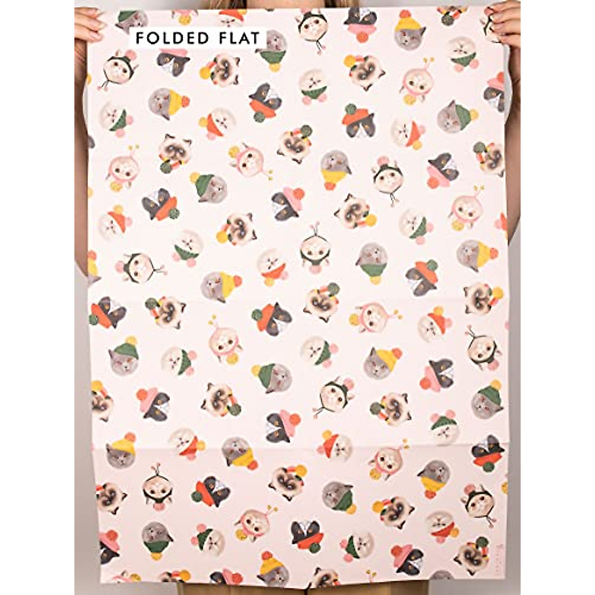 CENTRAL 23 Pink Wrapping Paper Christmas - 6 Sheets of GiftWrap - Cats in Hats - For Girls Women - Trendy Wrap for Kids - Holiday Festive Gifts - Recyclable