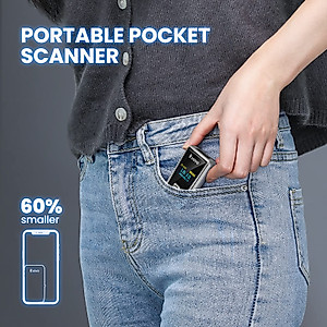 Eyoyo QR Code Scanner with LCD Display, Mini Portable Bluetooth Barcode Scanner, Wireless 1D 2D Book Bar Code Scanner for Library Classroom Inventory Compatible with iPhone iPad Android iOS POS Laptop