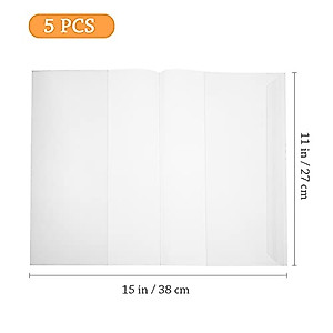 NUOBESTY 5Pcs Book Covers Sheet Protectors Plastic Clear with Adjustable Self- Adhesive Closure 16K Size for Books