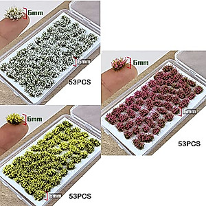 Cayway 159 PCS Static Grass Tuft Model Grass Tufts Railway Artificial Grass 3 Color Bushy Tuft Flower Cluster Vegetation Groups for DIY Architecture Building Model Train Landscape Railroad Scenery