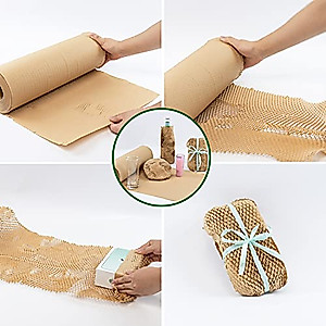 Moving Supplies Honeycomb Packing Paper for Dishes and Glassware 15 Inches * 820 Feet, Large Bubble Cushioning Wrap Roll Eco Friendly Packaging Shipping Material, Sustainable Box Void Filler
