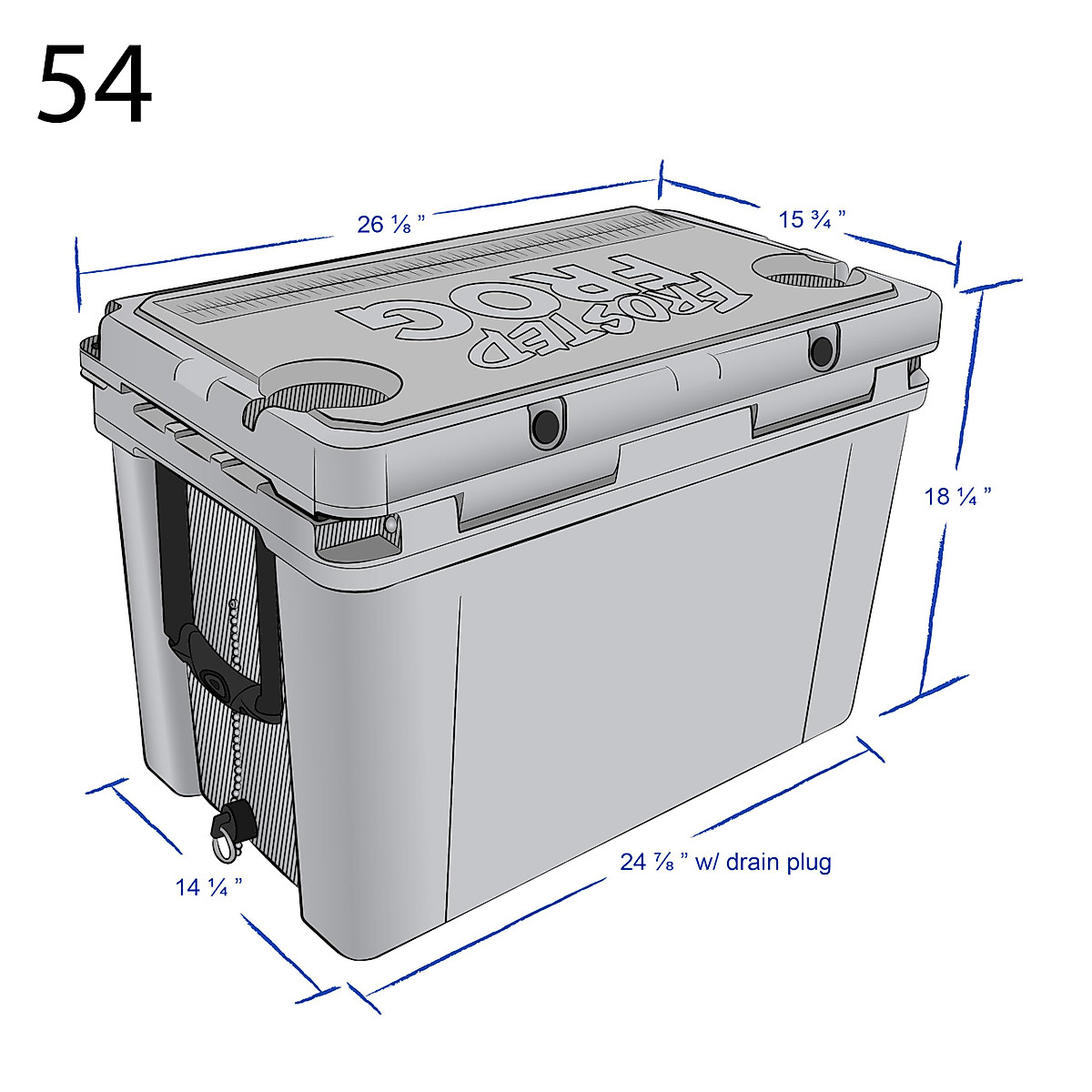 Made in USA Frosted Frog Hyper-Light 54 Quart Hard Cooler Insulated Portable Ice Chest Box for Beach, Beverages, Camping, Fishing, Boat, Barbecue, 30% Lighter Than Rotomolded Coolers (Green and Gray)