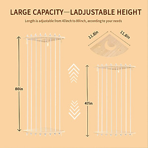 Corner Stuffed Animal Storage Wood Plush Toys Hanging Organizer Length Adjustable Stuffed Animal Holder with Moon Star Pattern Kids Toy Shelf Large Toy Storage for Nursery Playroom Bedroom Furniture