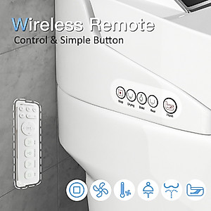 Smart Bidet Tankless Toilet, Heated Toilet Seat with Nightlight, Foot Sensor, LED Display, Warm Water and Dry, Remote Control, One Piece Toilet for Bathroom