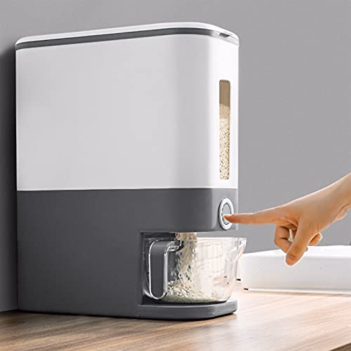 ZEAYEA 25 Lbs Rice Dispenser, Large Grain Storage Container with Lid ...