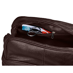 Bayfield Bags Travel Toiletry Bag For Men Shaving Bag Dopp Kit (Black) Bottom Storage Holds More (10x6x5)-Leather Mens Toiletry Bag -Shower Bathroom Bag For men - Men Travel Toiletries Bag