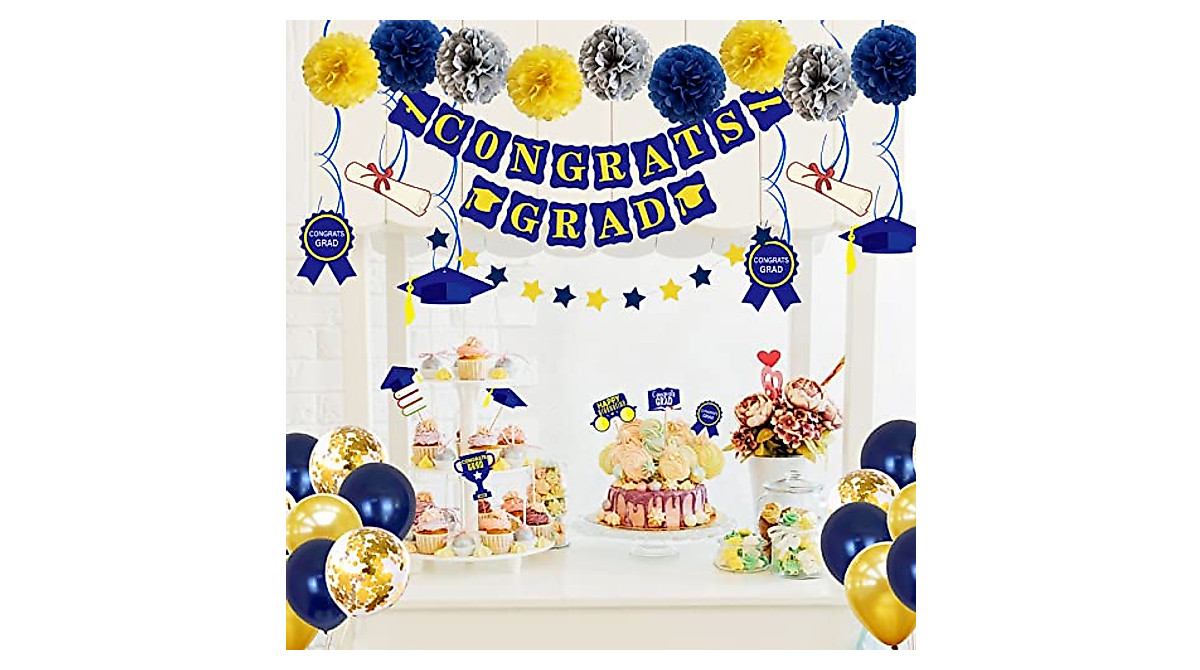 Graduation Party Decorations Kit | Vibrant Blue & Yellow Decorations