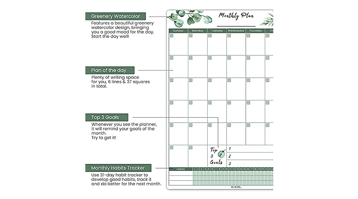Alezel Magnetic Dry Erase Calendar for Fridge - Organize & Plan ...