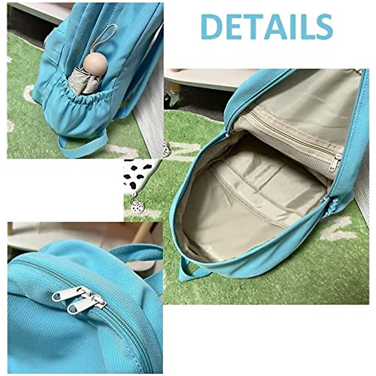 LELEBEAR Difa Backpack, Difas Bear Backpack, Kawaii Solid Color Backpack Cute Aesthetic Backpack, Large capacity Casual Rucksack (White)