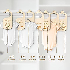 Baby Closet Dividers,Baby Clothes Dividers for Closet from Newborn to 24 Months,7 Premium Wooden Nursery Hanger Organizers Decor to Make a Tidy&Well Infant Closet