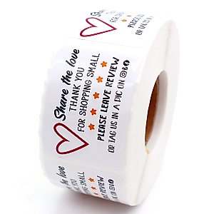 Littlefa Stickers for Business Packing, 500 Pieces Cute Review Stickers, Thank You for Supporting My Small Business Stickers
