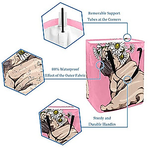 Garland Bulldog Print Collapsible Laundry Hamper, 60L Waterproof Laundry Baskets Washing Bin Clothes Toys Storage for Dorm Bathroom Bedroom