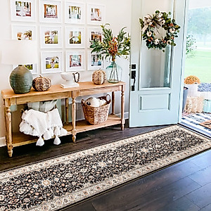 TOPRUUG Washable Runner Rug 2x12 - Hallway Runner Rug Kitchen Rugs and Mats Non Skid Washable Waterproof Carpet Runner for Living Room Bedroom Bathroom (Black, 2X12)