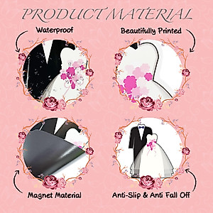 14 Pcs Just Married Ornate Car Magnets Just Married Refrigerator Protect Magnet Honeymoon Anniversary Wedding Bridal Fridge Magnet Stickers Decals Decorative for Anniversary Wedding Party