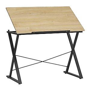SD STUDIO DESIGNS Axiom II Drawing 42" Wide Adjustable Top Drafting Table, Graphite Black/Ashwood