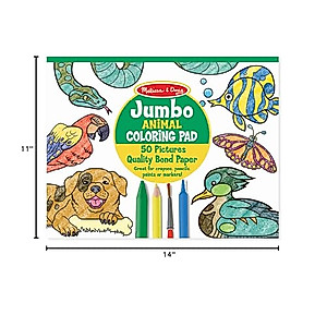 Melissa & Doug Jumbo Coloring Pad (11 x 14 inches) - Animals, 50 Pictures - Animal Coloring Book, Art Paper For Kids Painting And Drawing