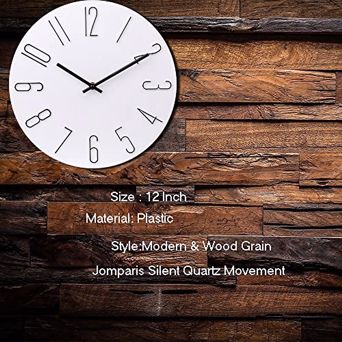 jomparis Wall Clock 12" Silent Non-Ticking Modern Style Wooden Wall Clocks Decorative for Office Home Bedroom School (White)