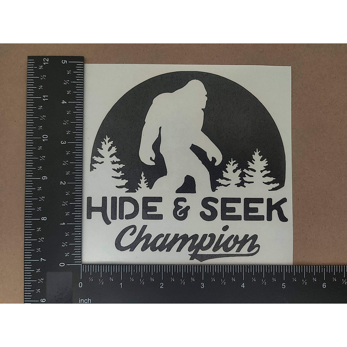 Sasquatch, Bigfoot, Hide and Seek Champion Decals (Black, Large ~5")