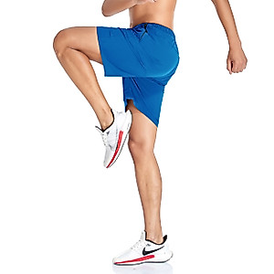 Selovzz Men's Gym Shorts Sports Quick Dry Lightwight Workout Athletic Running or Casual Training Short with Zipper Pockets (Sky Blue, US 2XL)