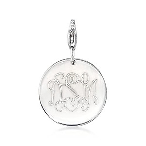 Ross-Simons Single Initial Disc Charm - Italian 6mm Sterling Silver Bead Bracelet 7 inches
