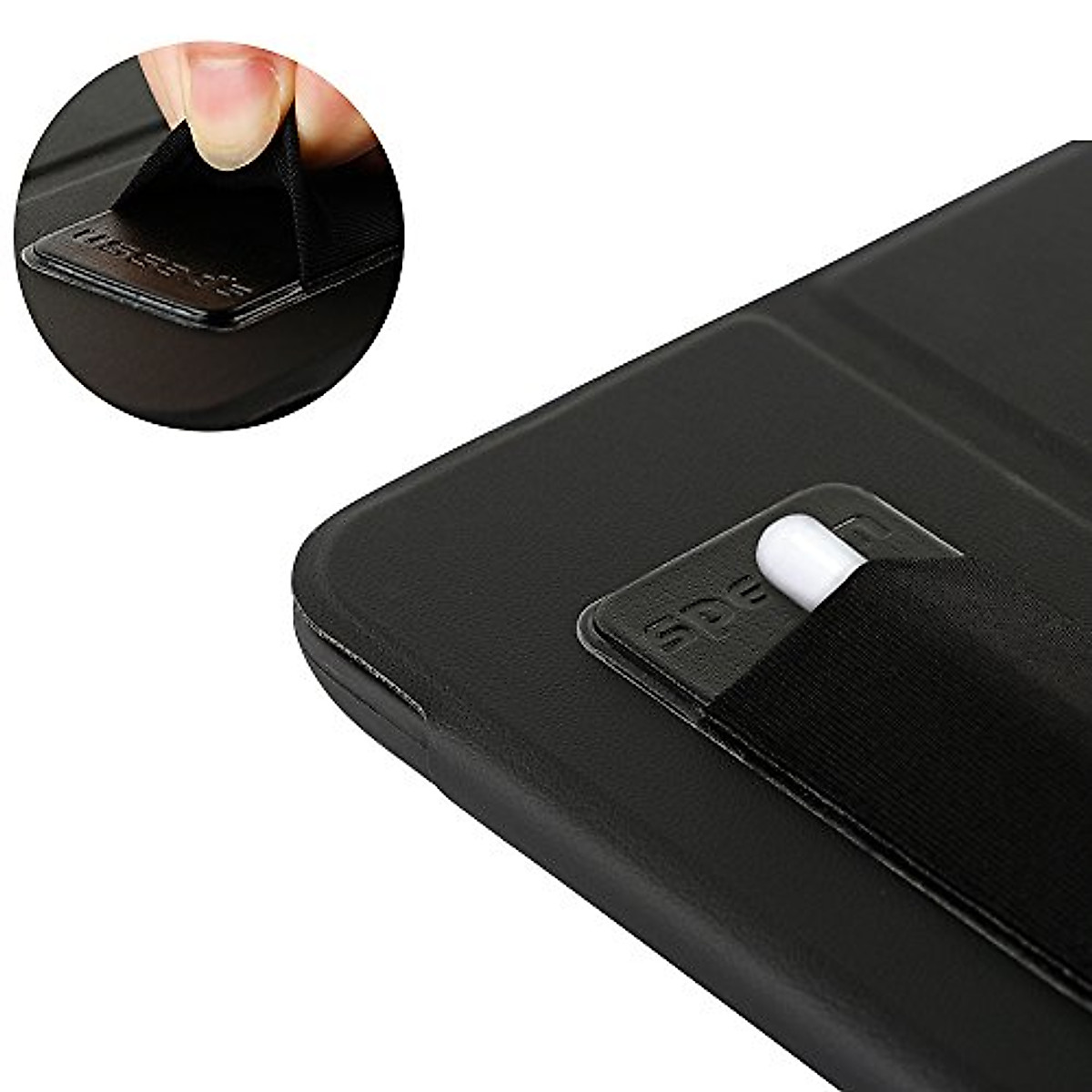 Spessn Compatible Apple Pencil Holder Sticker (1st and 2nd Gen), Elastic Lycra Stylus Pocket iPad Screen Pen Protective Pouch Adhesive Sleeve for Stylus Pens - Black