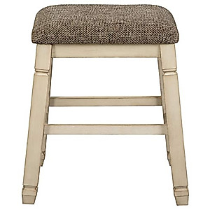 Signature Design by Ashley Bolanburg Farmhouse 24" Counter Height Upholstered Barstool, 2 Count, Whitewash