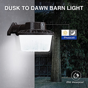 SAATLY LED Barn Light 50W, Dusk to Dawn Area Lights with Photocell, Outdoor Security Flood Lighting, ETL & DLC Listed, IP65 Waterproof, 110-277V, 6000LM 5000K Daylight for Garage, Yard