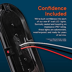 TRUE MODS 4 Red + 2 White 6 inch Oval LED Trailer Tail Light Kit [Surface-Mount] [DOT FMVSS 108 & SAE] [IP67 Waterproof] Stop Brake Turn Reverse Back Up Trailer Lights for RV Truck