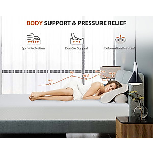 10 inch Queen Size Mattress with Cover, Cooling Gel Memory Foam Queen Mattress for a Cool Sleep & Pressure Relief, Medium Firm Mattress Pad Queen Mattresses, Bed in a Box, CertiPUR-US Certified