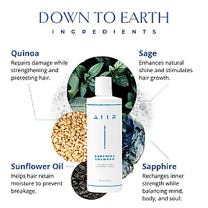 AIIR Sapphire Shampoo - Natural Hair Growth & Shine Formula - Crystal Infused, Vegan, Sulfate-Free, Color-Safe Professional Hair Care - 8 oz
