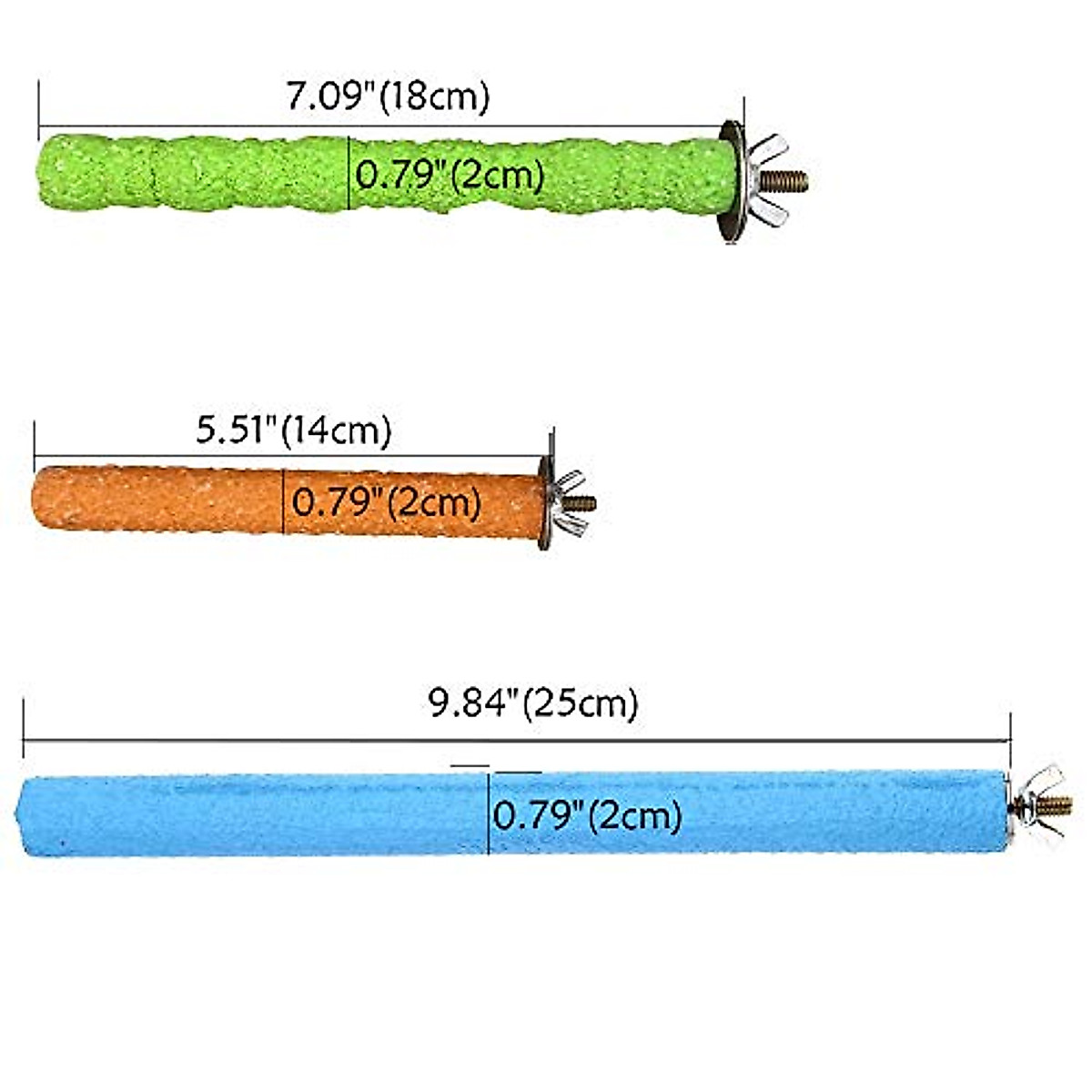 Yuecoofei Bird Platform,pet Toys,3pcs Parrot Perch Stand Toy, Bird Cage Perch Toy Random Vibrant Colors of Quartz Sand Covered Wood Platform Paw Grinding Stick for Parrot Bird