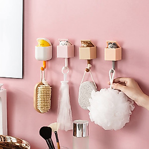 Asodomo 6 Pack Creative Cute Pet Hooks Adhesive Coat Hooks Utility Wall Hooks Decorative Cat Key Holder for Hanging Hat Towel Backpacks Key Scarf Bags