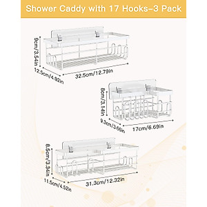 Uamector Shower Caddy Shelves Bathroom Organizer, 2 Pack Adhesive Rustproof Stainless Steel Black Shower Shelf for Inside Shower, No Drilling Wall Mount Shower Organizer Storage for Kitchen